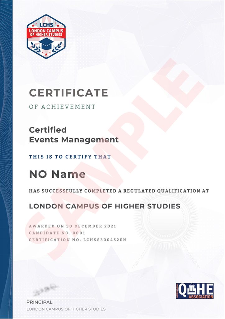 Certificate in Events Management - London Campus of Higher Studies